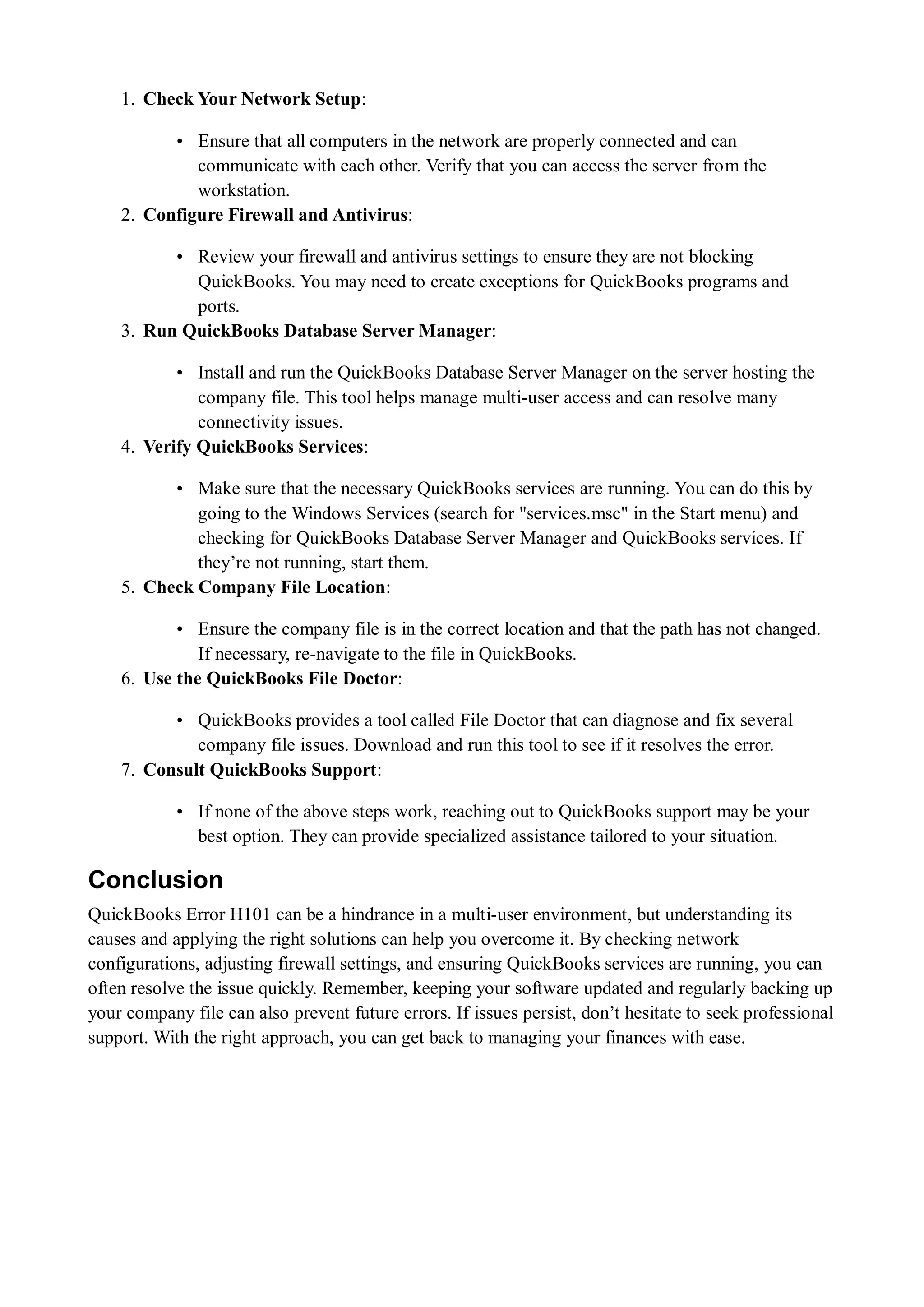 Fixing Quickbooks Error H101 A Complete Guide Pdf