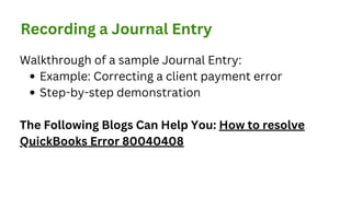 QuickBooks Journal Entry Made Easy: Tips and Tricks | PDF
