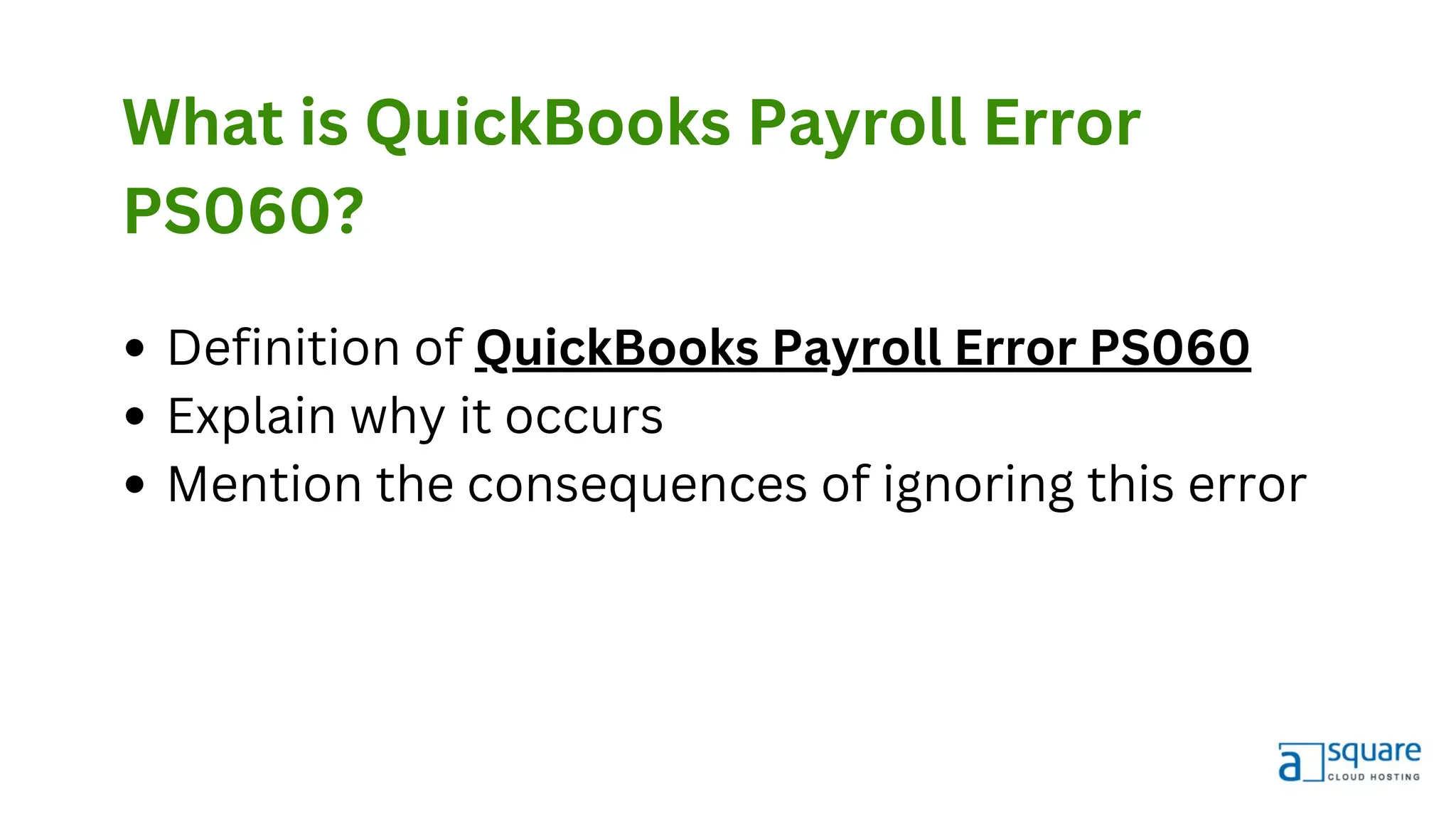 QuickBooks Payroll Support: PS060 Error Resolution | PDF