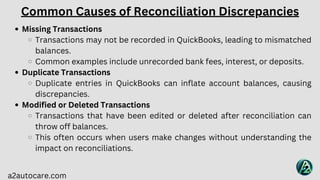 QuickBooks Reconciliation Discrepancies Common Causes and Solutions | PDF
