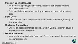 QuickBooks Reconciliation Discrepancies Common Causes and Solutions | PDF