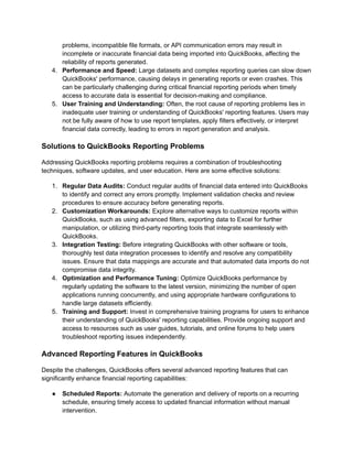 QuickBooks Reporting Problems: What you need to know | PDF