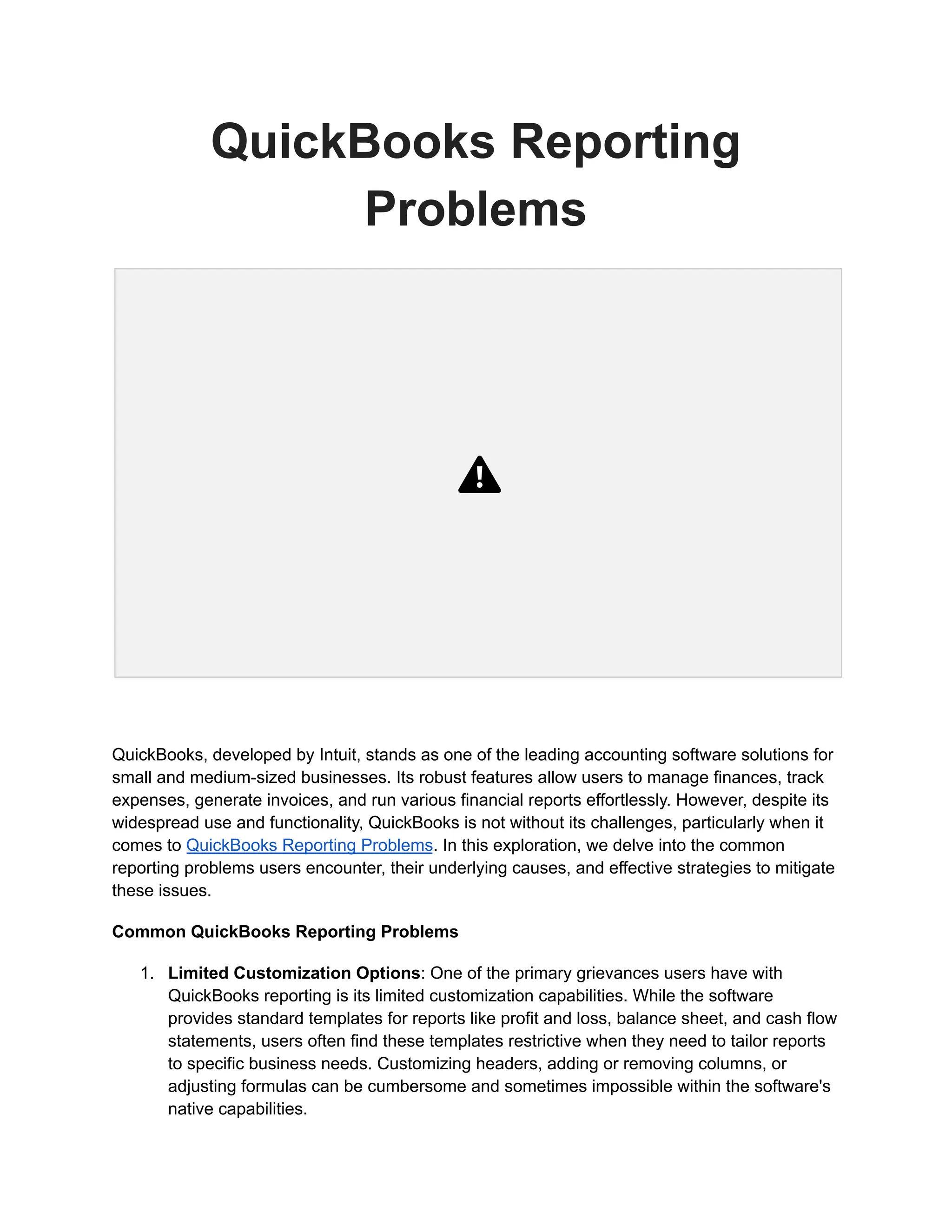 QuickBooks Reporting Problems........... | PDF