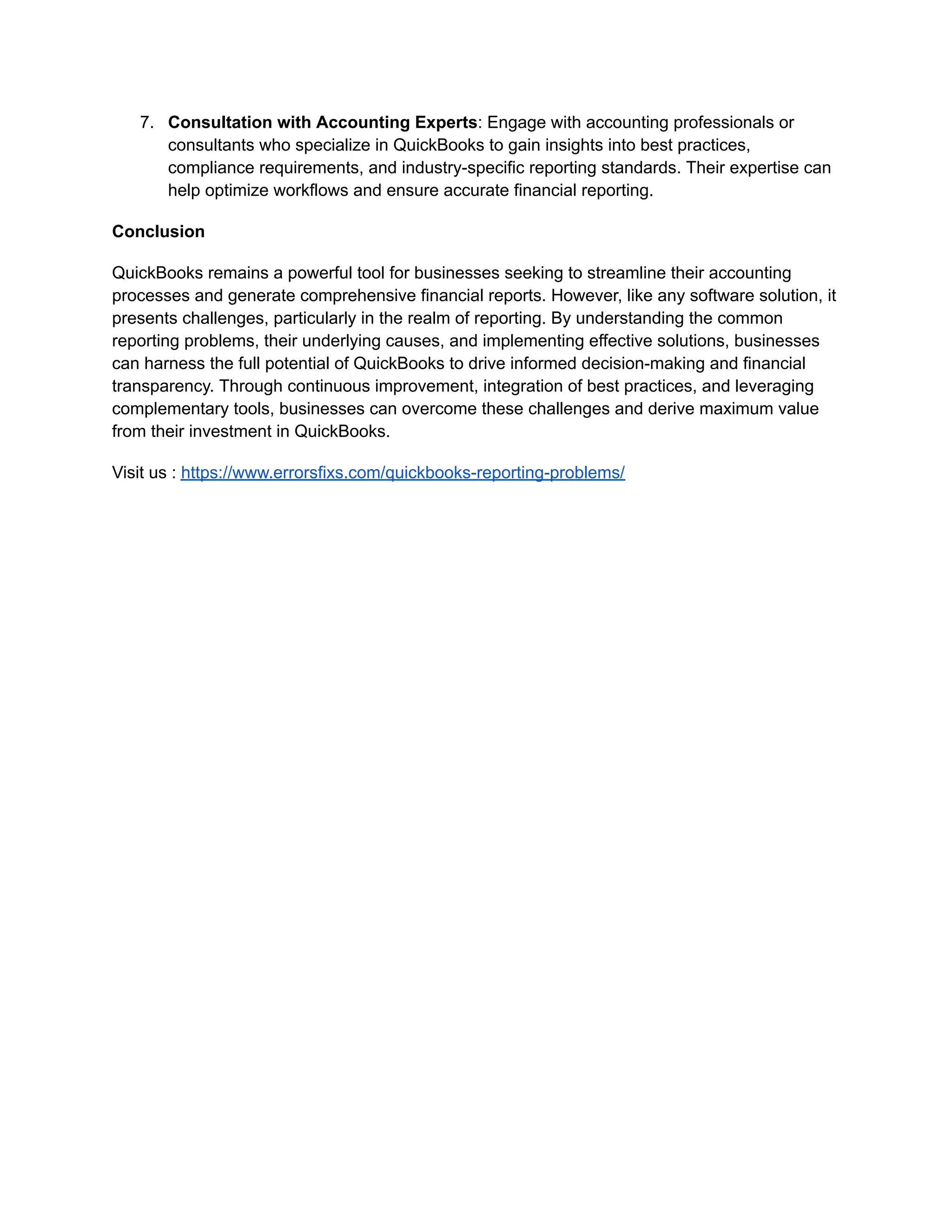 QuickBooks Reporting Problems........... | PDF