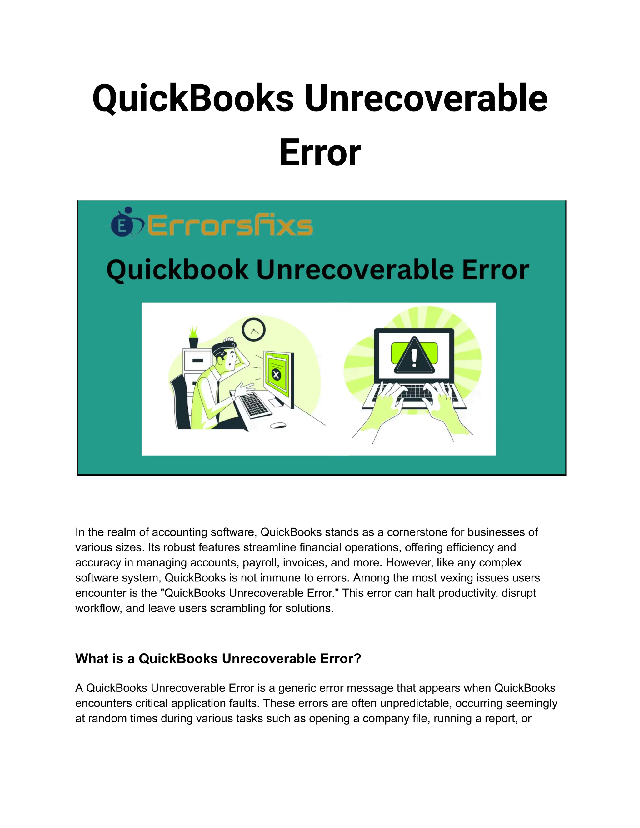 QuickBooks Unrecoverable Error........... | PDF QuickBooks Unrecoverable Error........... | PDF