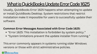 QuickBooks Update Failure: Fixing Error 1625 in Simple Steps | PDF