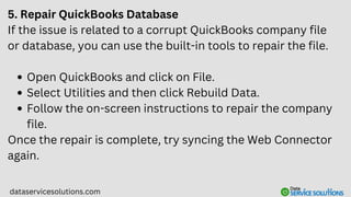 QuickBooks Web Connector Error QBWC1039 Causes and Solutions | PDF