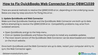 QuickBooks Web Connector Error QBWC1039 Causes and Solutions | PDF