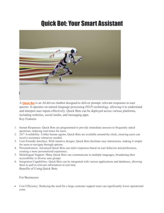 Quick Bot: Your Smart Assistant Guide Co | PDF