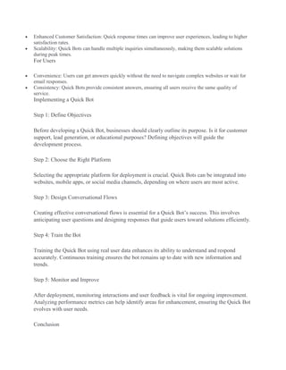 Quick Bot: Your Smart Assistant Guide Co | PDF