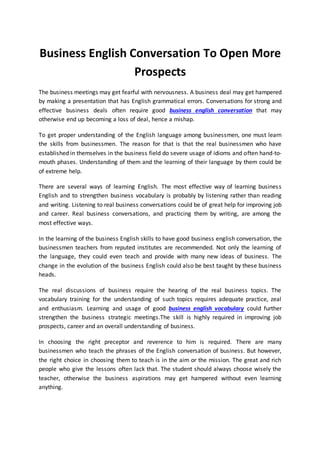 Business English Conversation To Open More Prospects | PDF