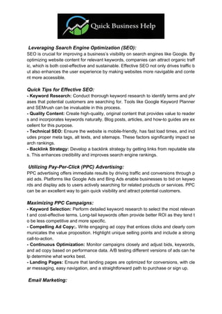 Quick Business help ultimate guide to our services | PDF