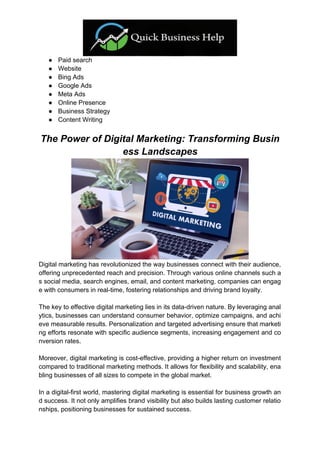 Quick Business help ultimate guide to our services | PDF