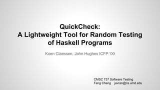 QuickCheck - Software Testing | PPT