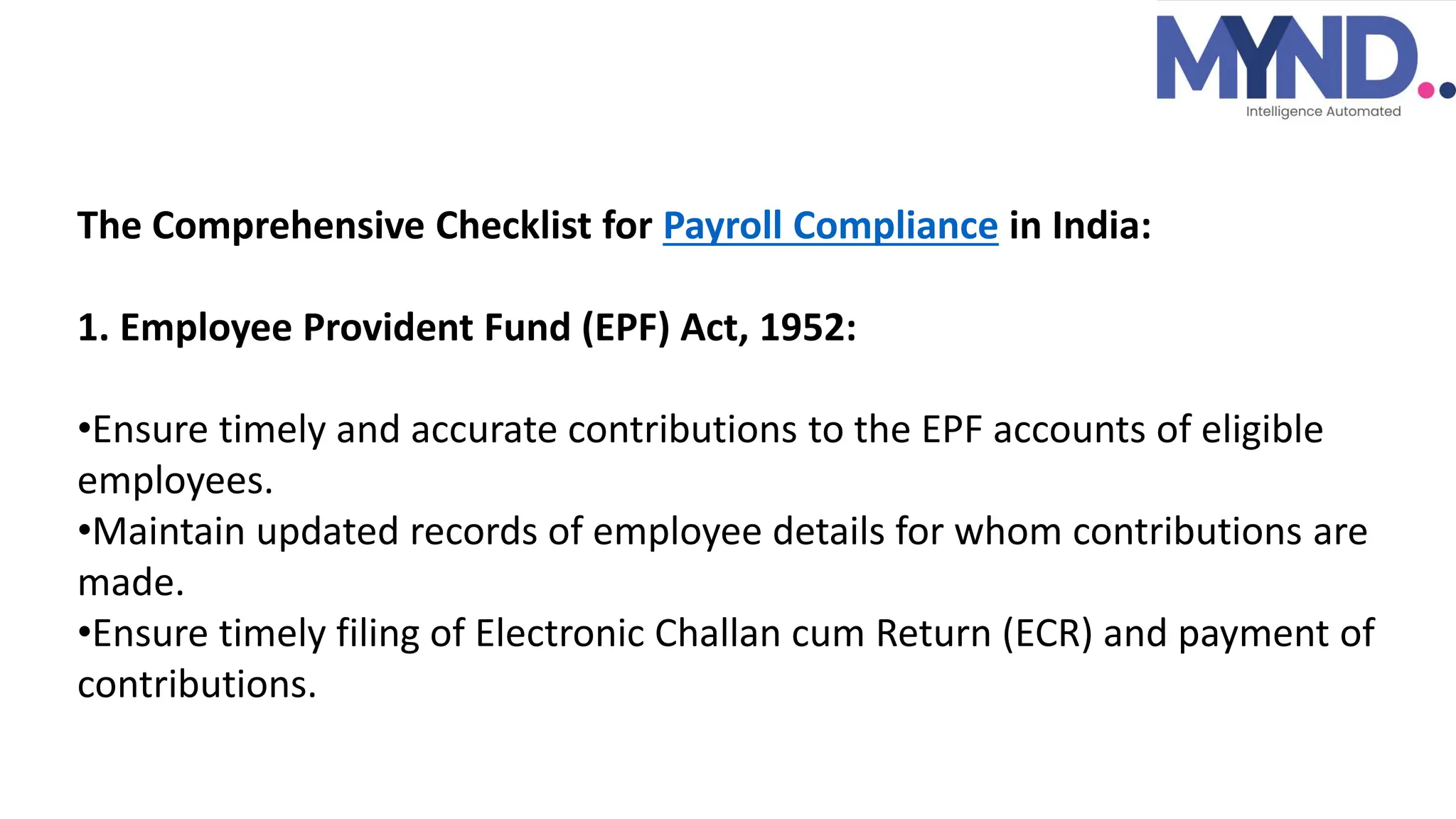 Quick Checklist for Payroll Compliances in India | PPTX