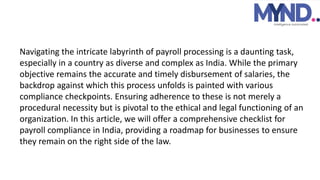 Quick Checklist for Payroll Compliances in India | PPT