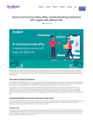 Quick Commerce Data APIs: Instamart API, Zepto API, Blinkit API | PDF