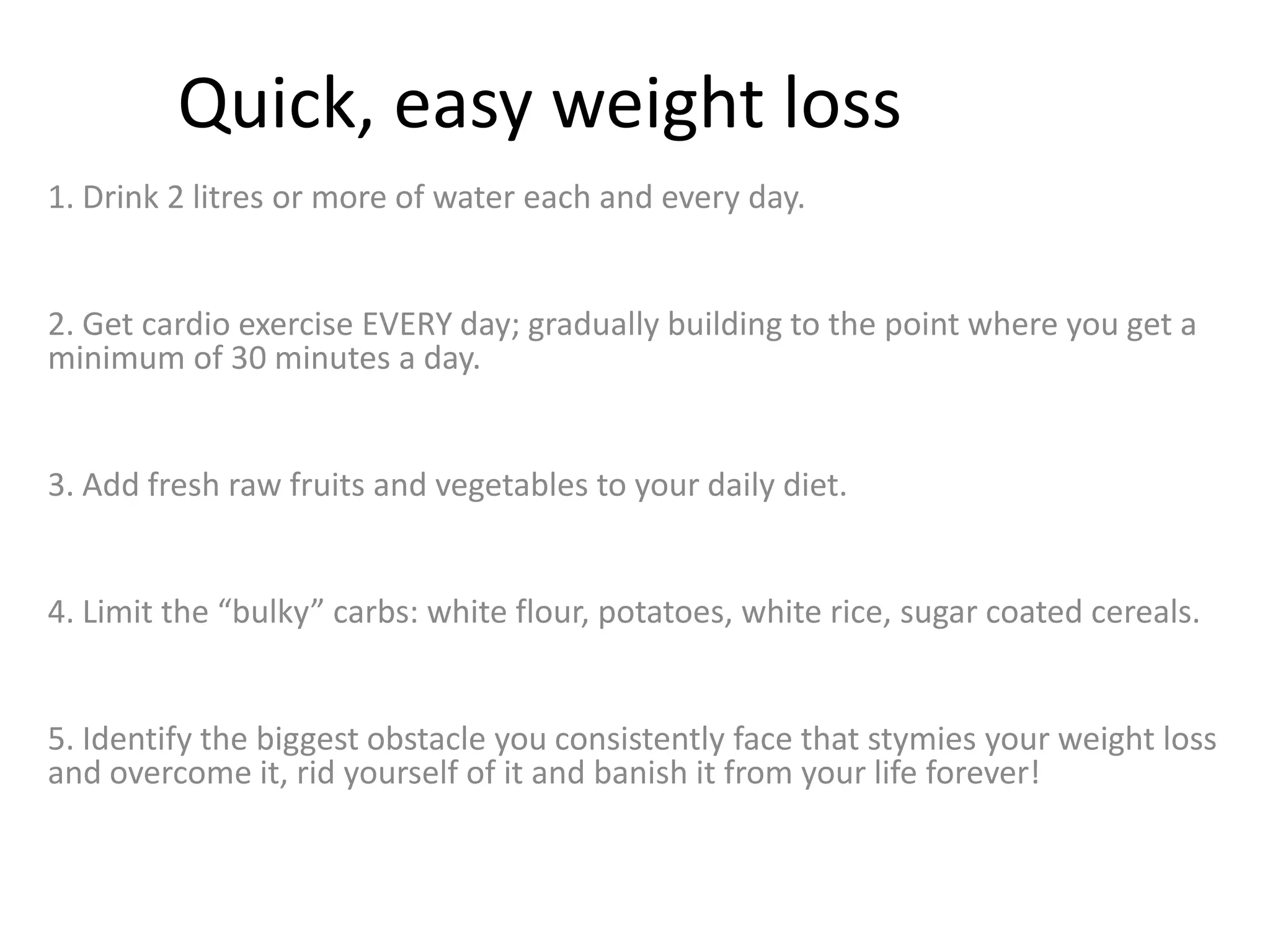Quick Easy Weight Loss Ppt