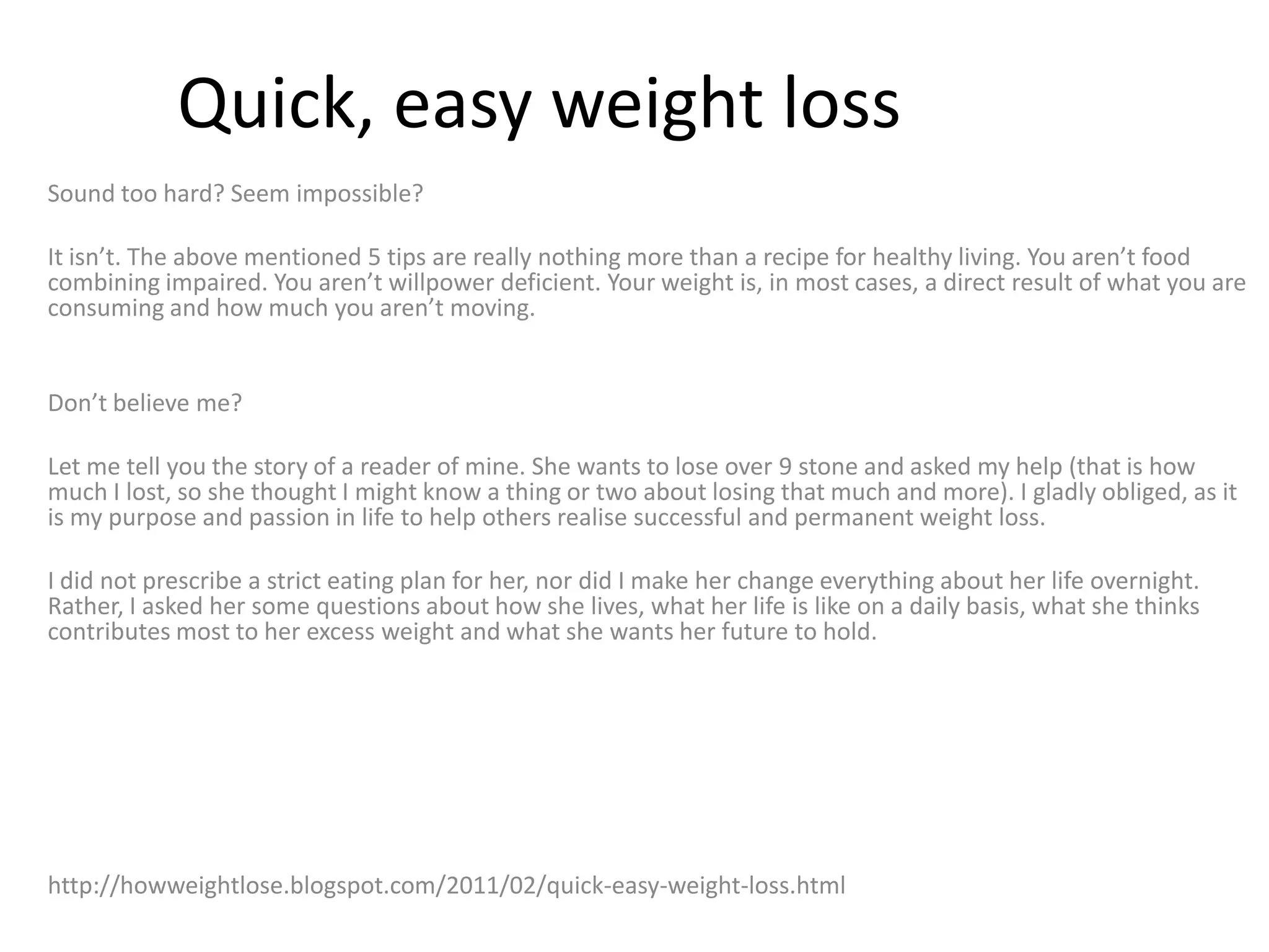 Quick, easy weight loss | PPTX