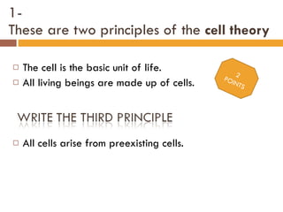 Quick exam – 3 eso A– CELL | PPS | Biological Sciences | Science