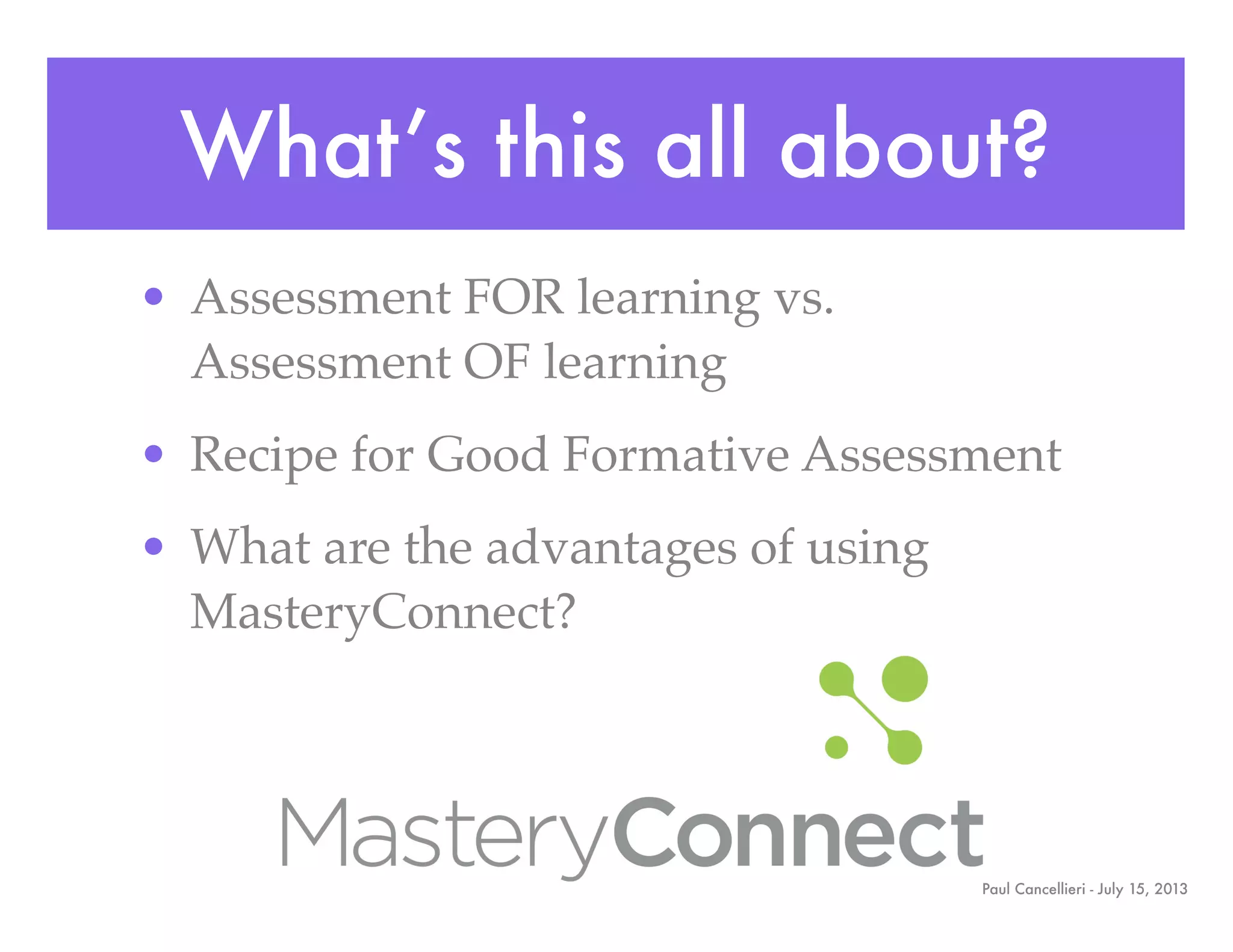 Quick Formative Assessment With MasteryConnect | PPT
