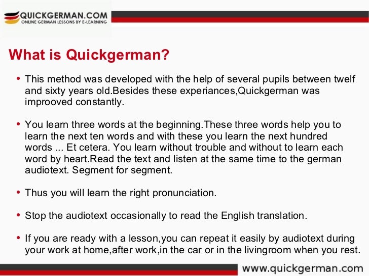 Quick German - German Language Learning Lessons For Beginners Online