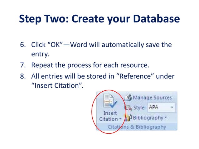 Quick guide apa style office 2007 | PPSX