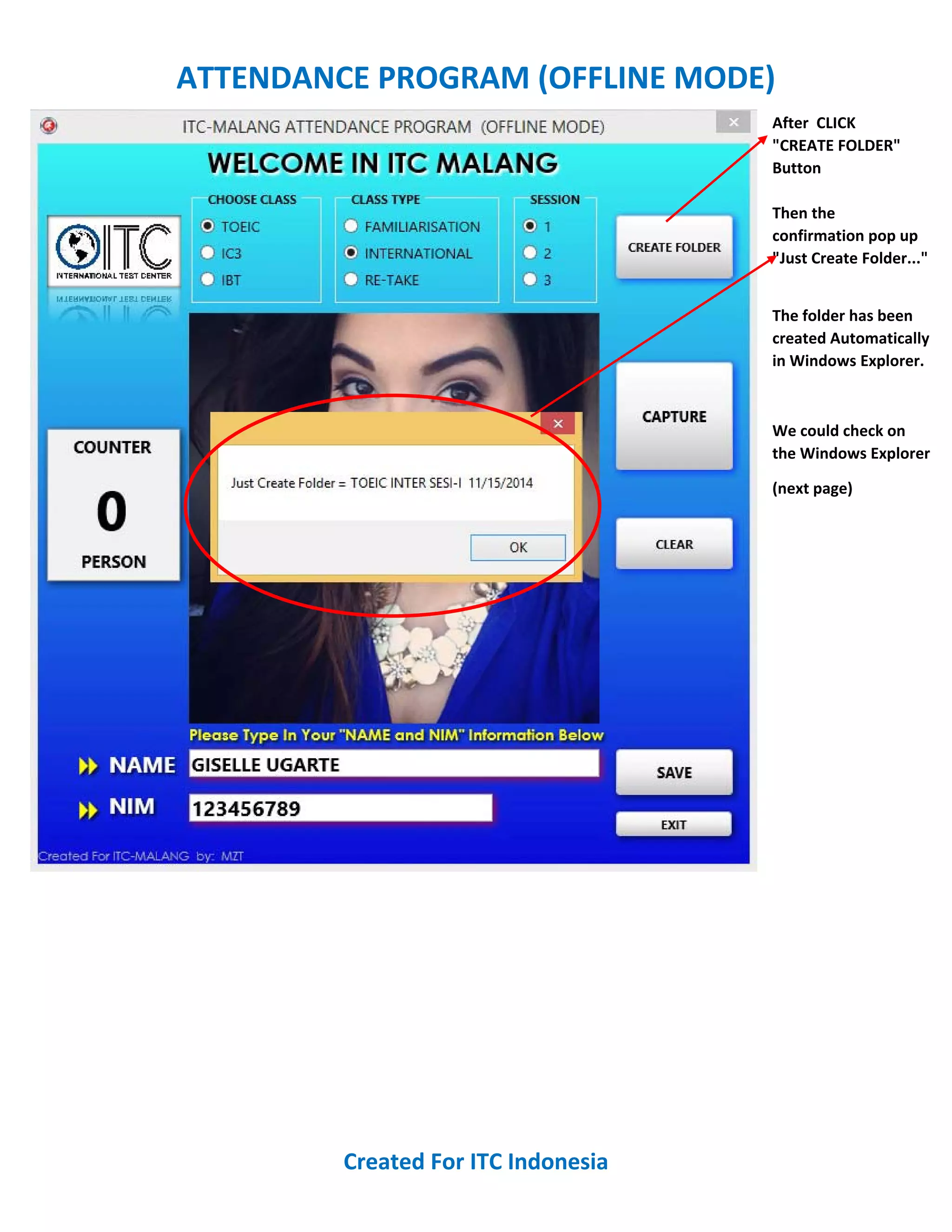 Quick guide of attendance program for itc indonesia (offline mode) | PDF