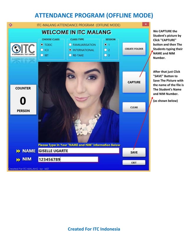 Quick guide of attendance program for itc indonesia (offline mode) | PDF