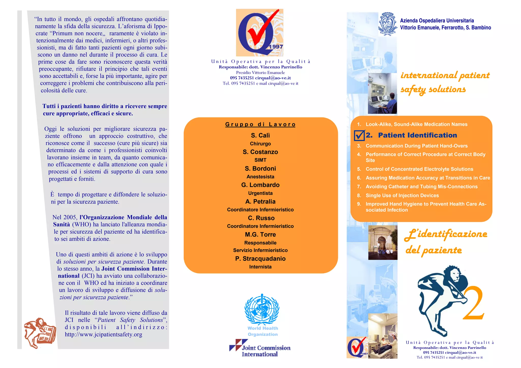 rischio clinico, Identificazione Paziente, Patient Safety Solution | PDF