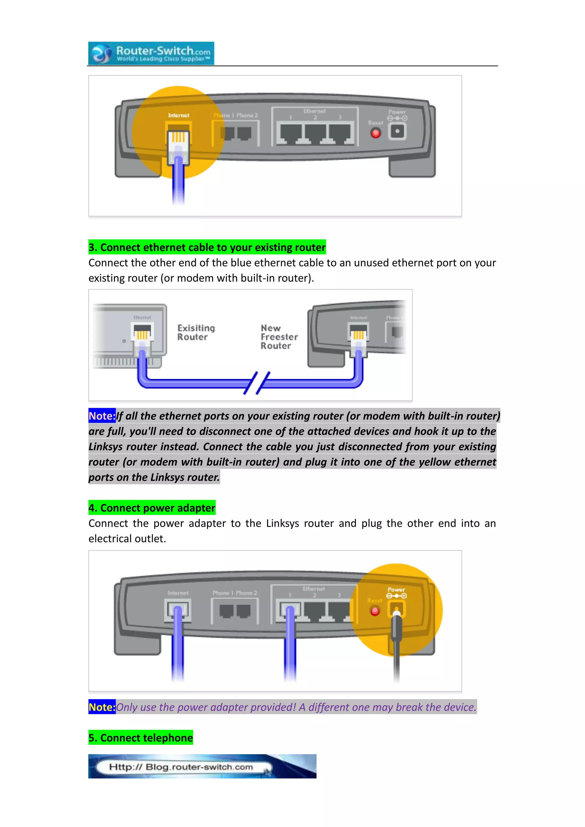 Quick installation with an existing router or modern router | PDF