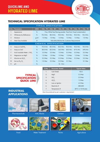 QuickLime and Hydrated Lime Manufacturers | PDF