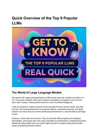Quick Overview of the Top 9 Popular LLMs.pdf