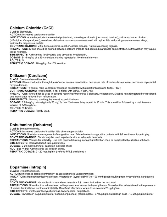 Quick reference paramedic drugs | PDF | Heart and Cardiovascular ...