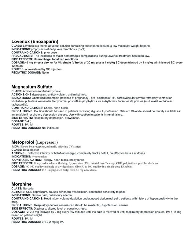 Quick reference paramedic drugs | PDF | Heart and Cardiovascular ...