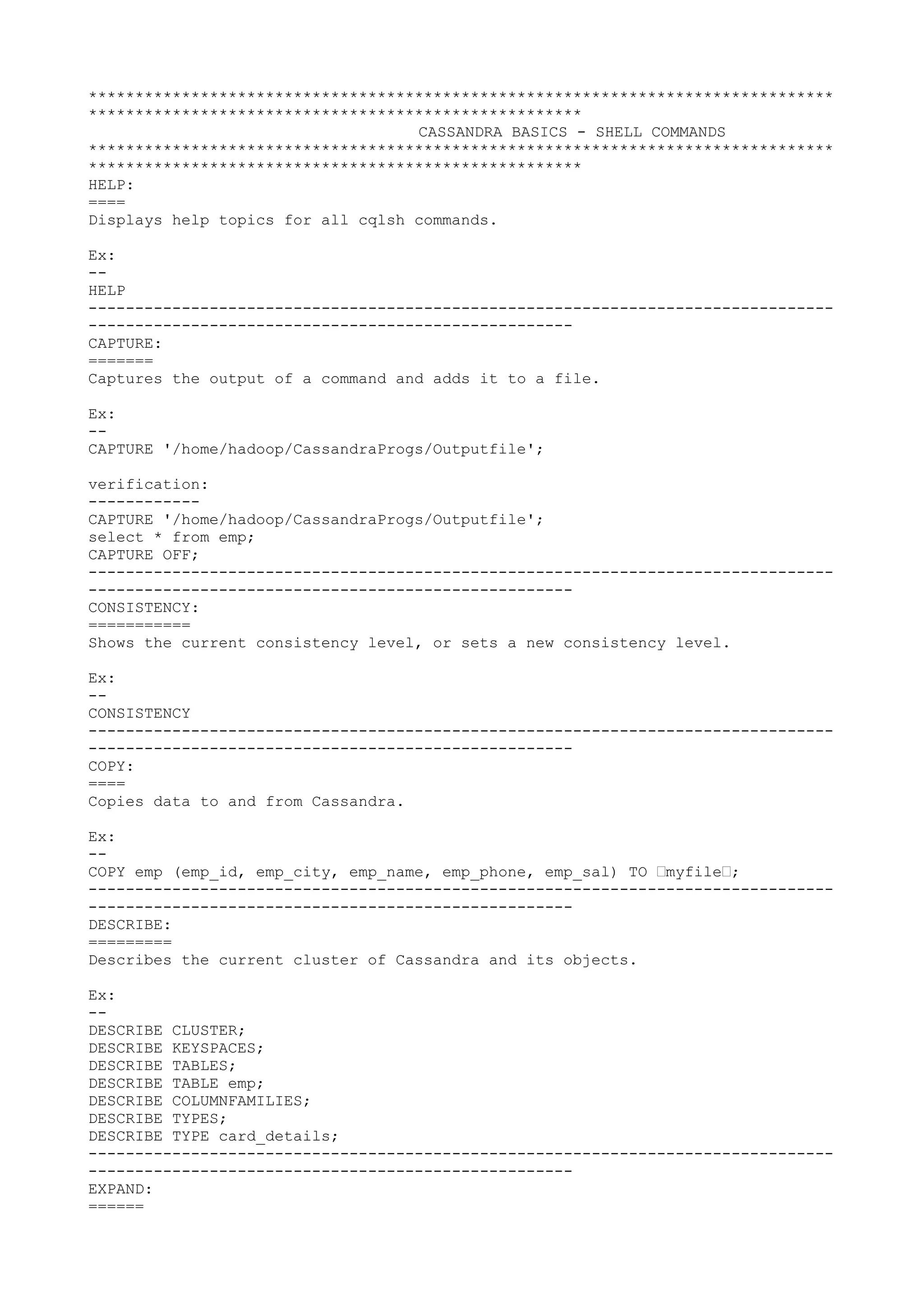 Quick reference for cql | TXT
