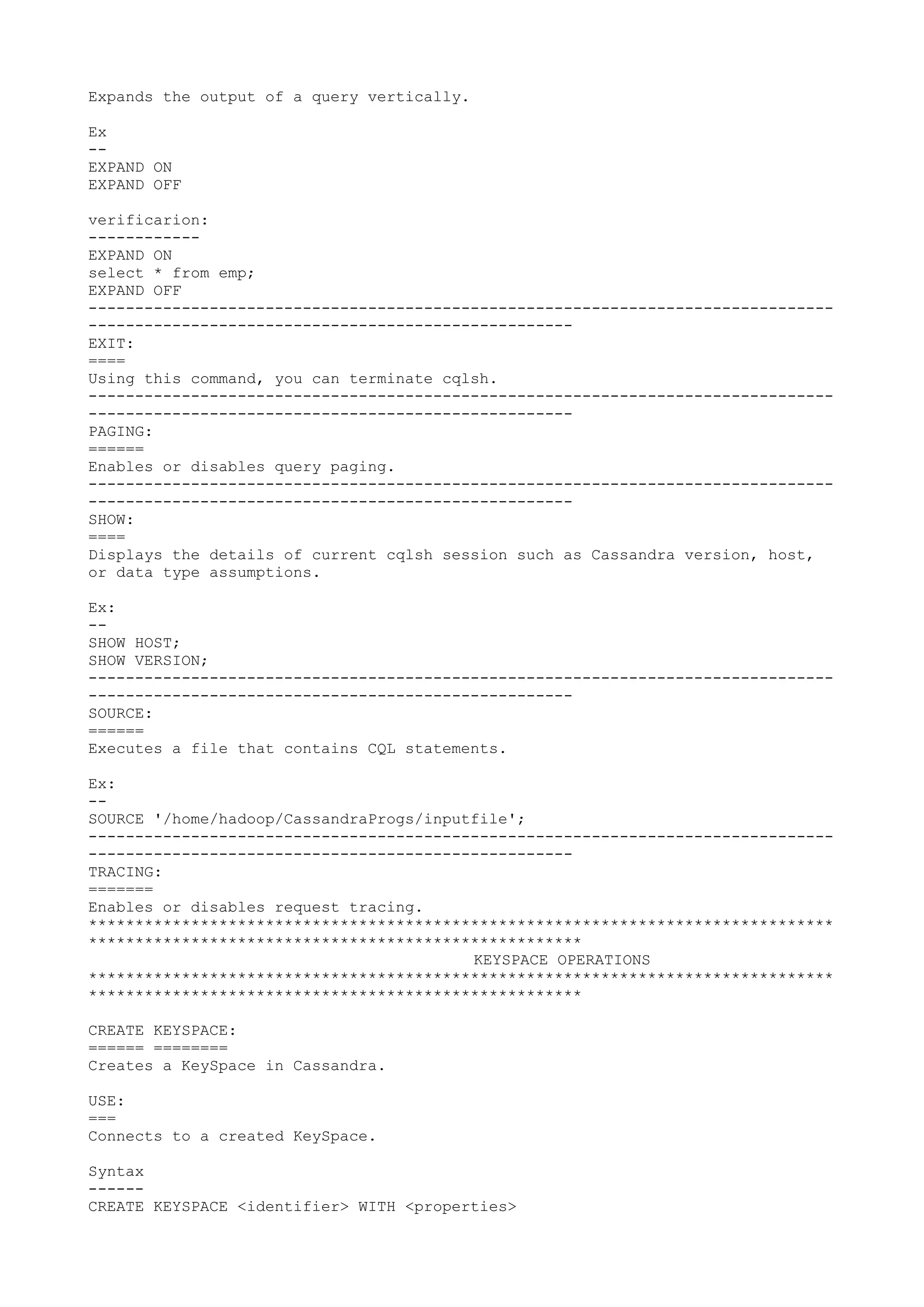 Quick reference for cql | TXT