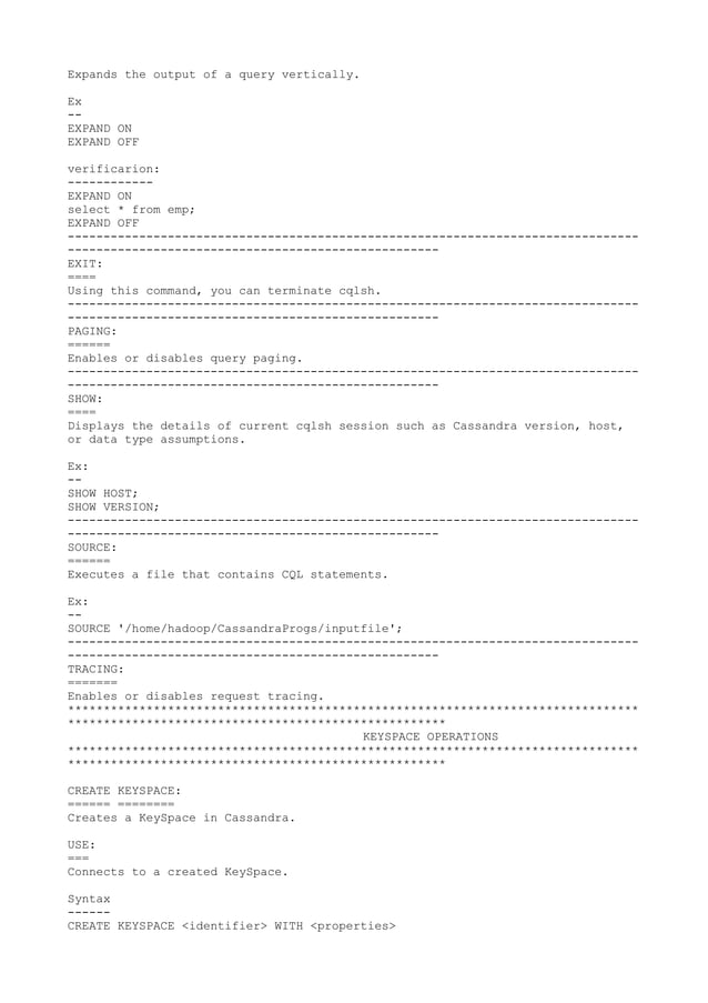 Quick reference for cql | PDF