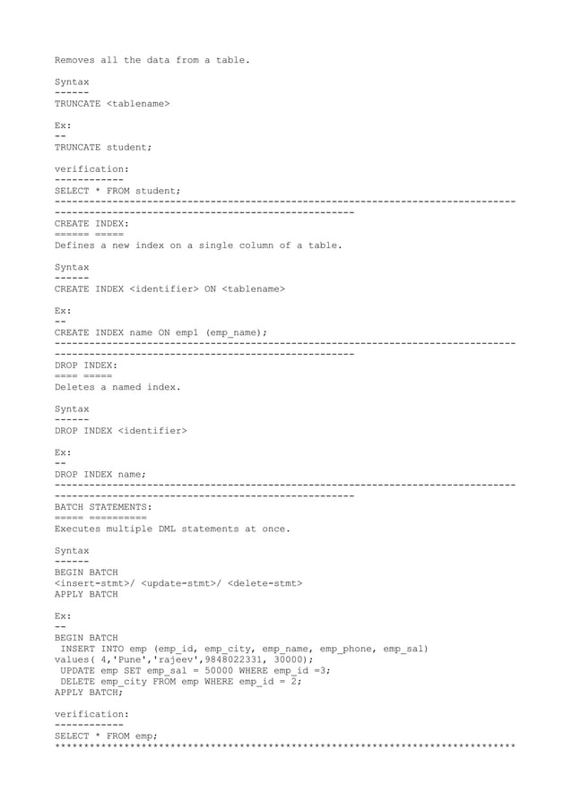Quick reference for cql | PDF | Free Download