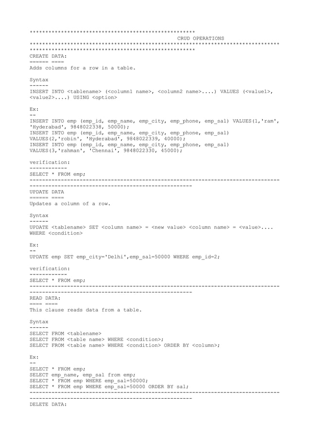 Quick reference for cql | PDF