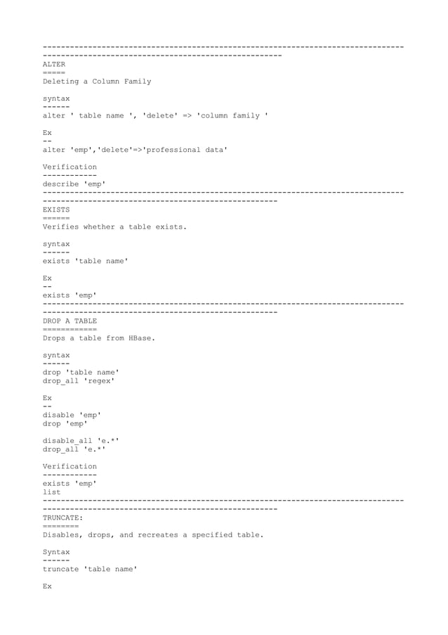 Quick Reference For Hbase Shell Commands Pdf 1953