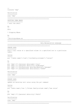 Quick reference for HBase shell commands | TXT