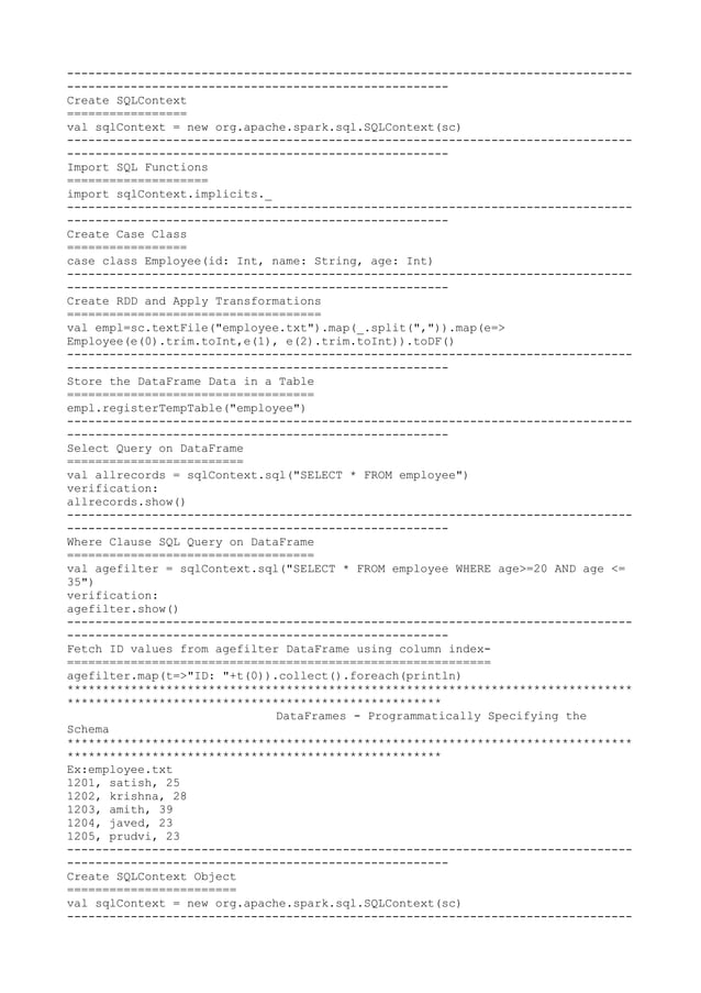 Quick reference for spark sql | PDF