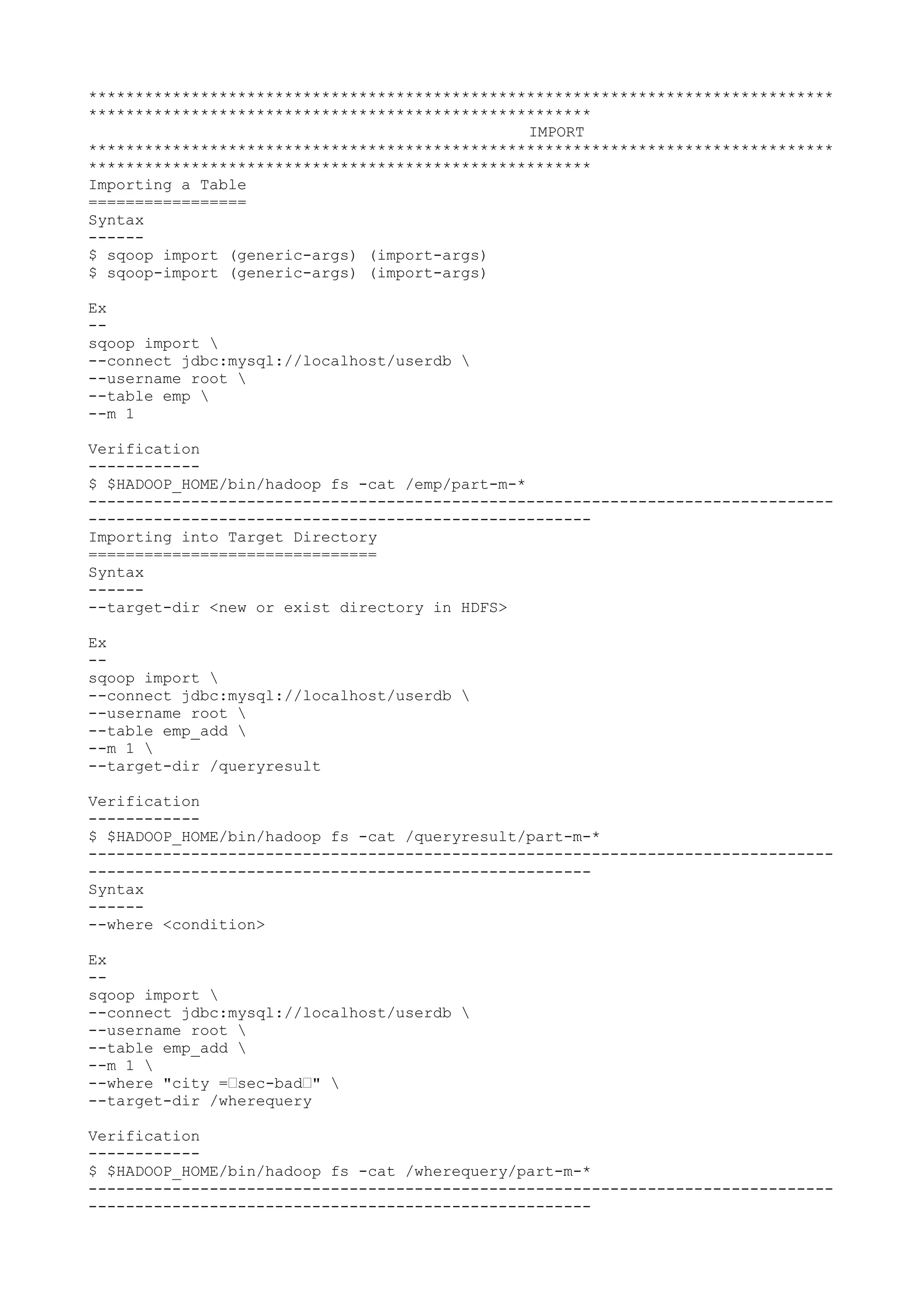 Quick reference for sqoop | TXT