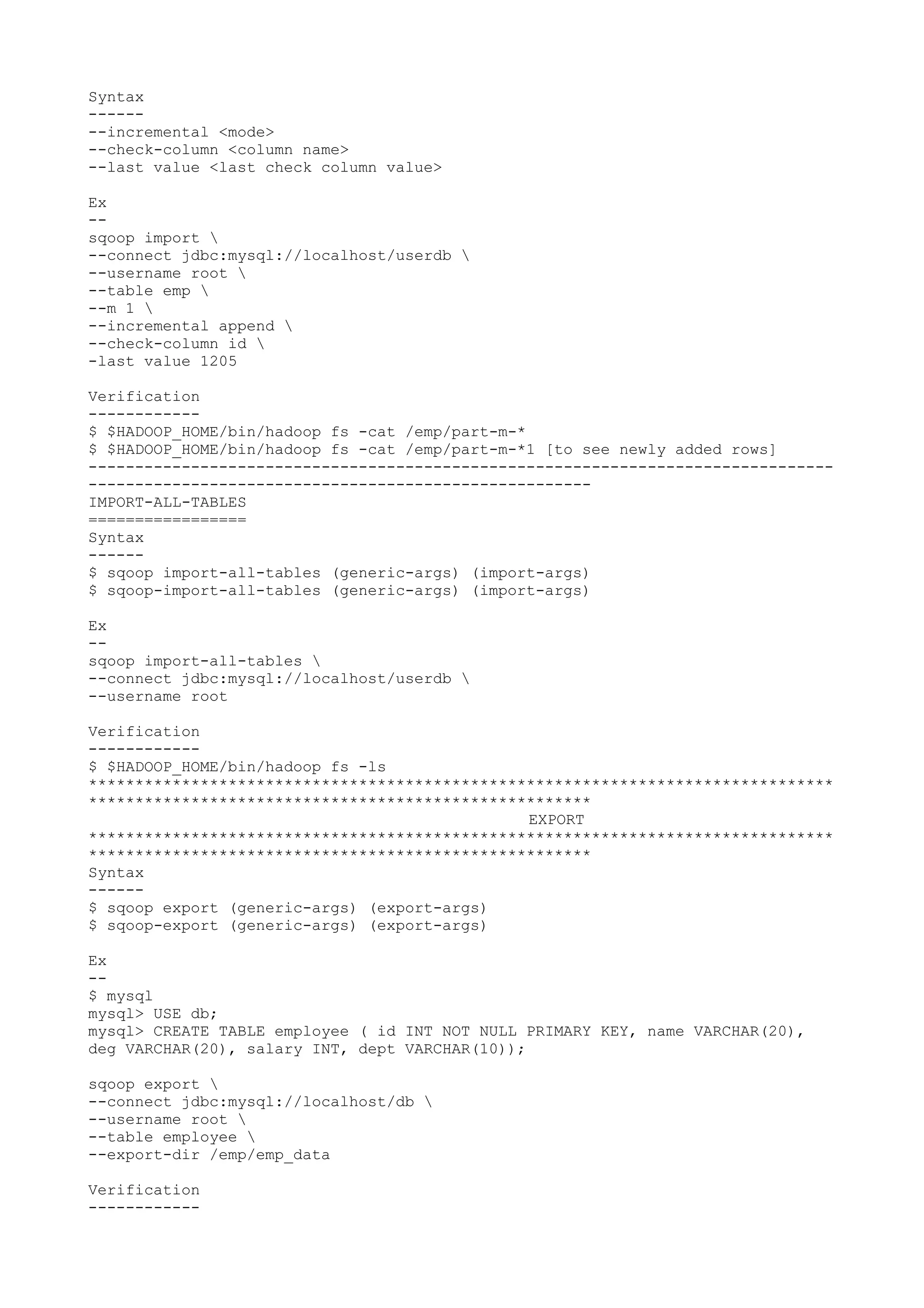 Quick reference for sqoop | TXT