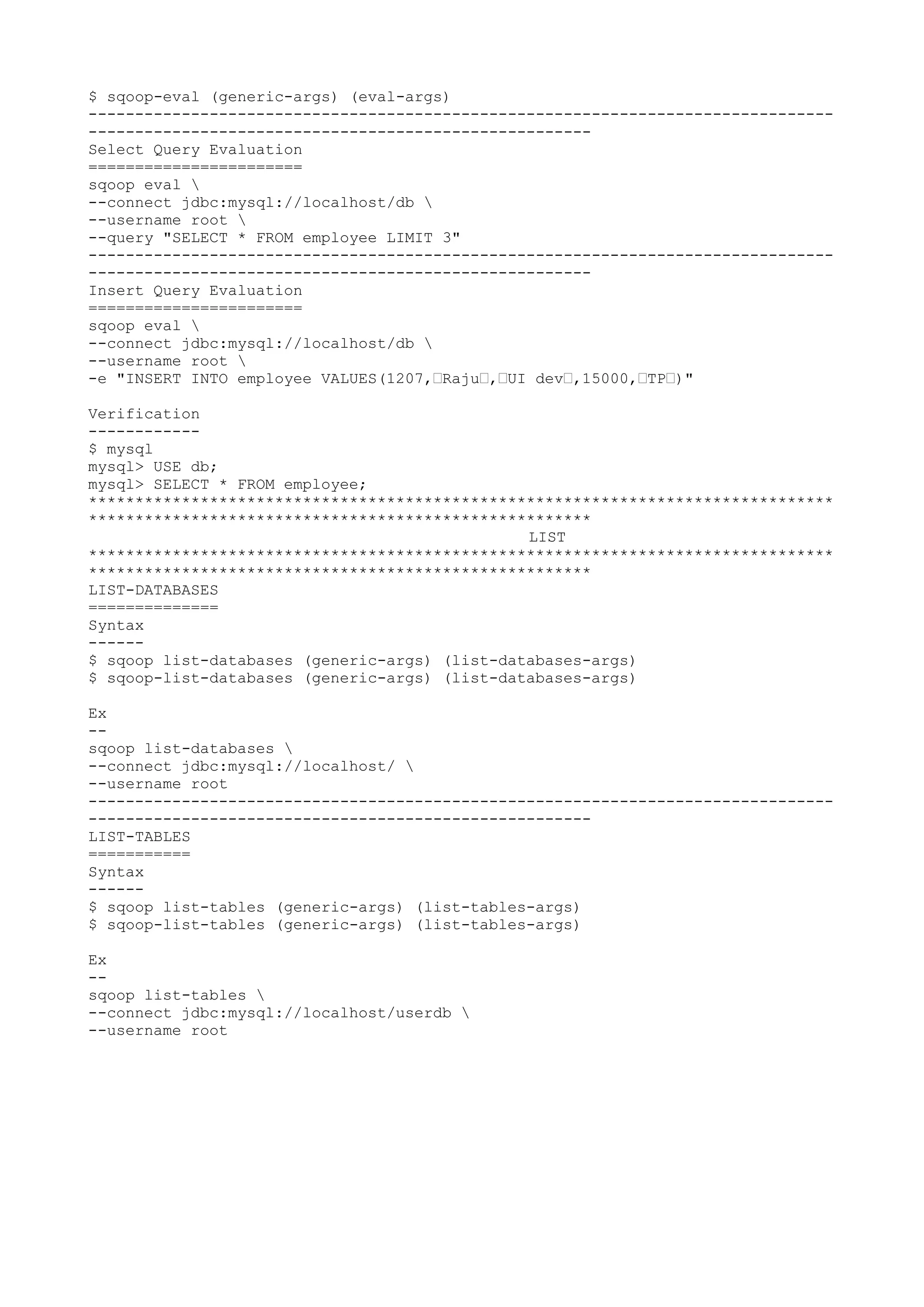Quick reference for sqoop | TXT