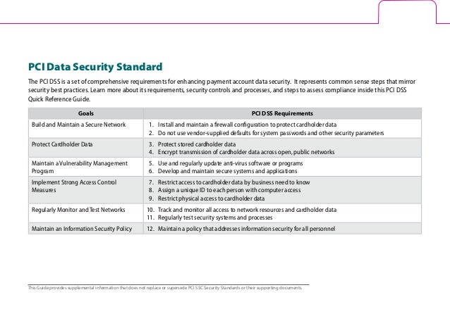Quick Reference Guide to the PCI Data Security Standard