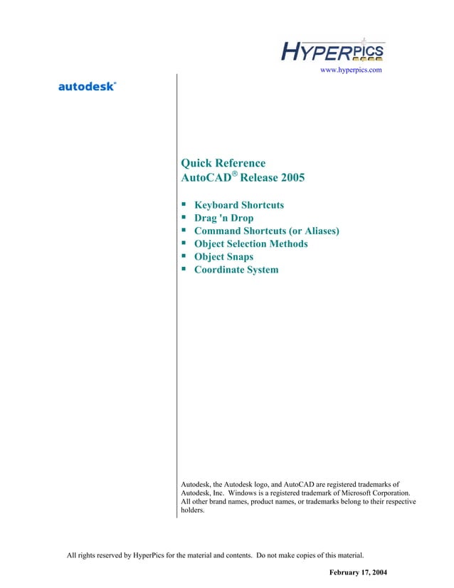 Quick reference r2005 | PDF