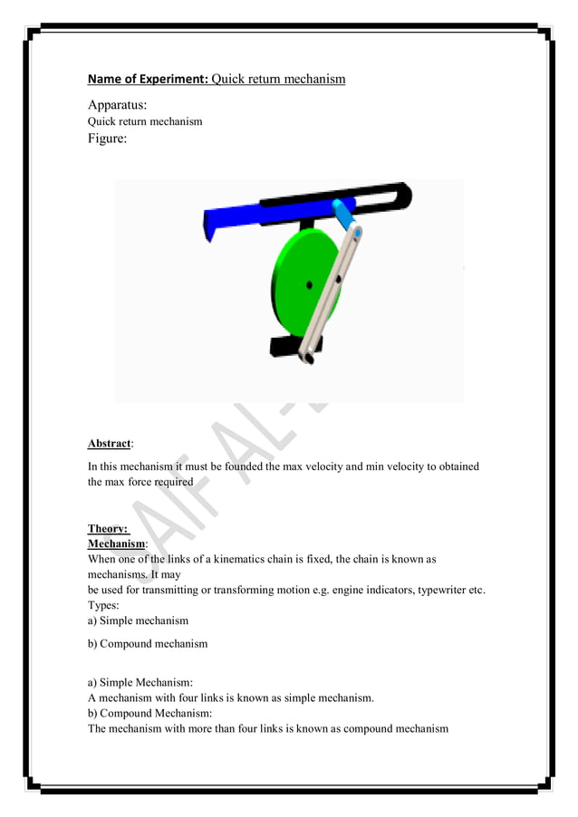 Quick return mechanism | PDF
