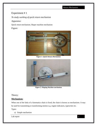 Quick Return Mechanism Of Shaper Machine